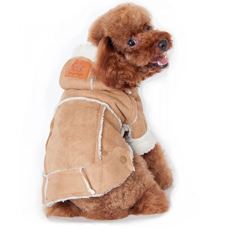 Fabulous Sherpa Coat With Hood For Small Dogs in Pink Wine Or Almond ...